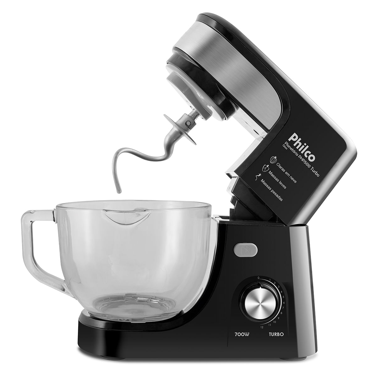 Batedeira Planetária Philco PHP500 Turbo Glass Preta 700W - Camicado