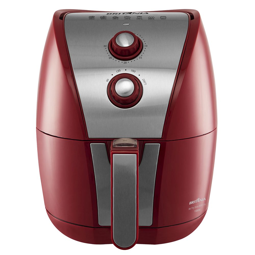 Fritadeira Air Fryer Britânia BRF11VI Inox Vermelha 4,4L 1500W ...