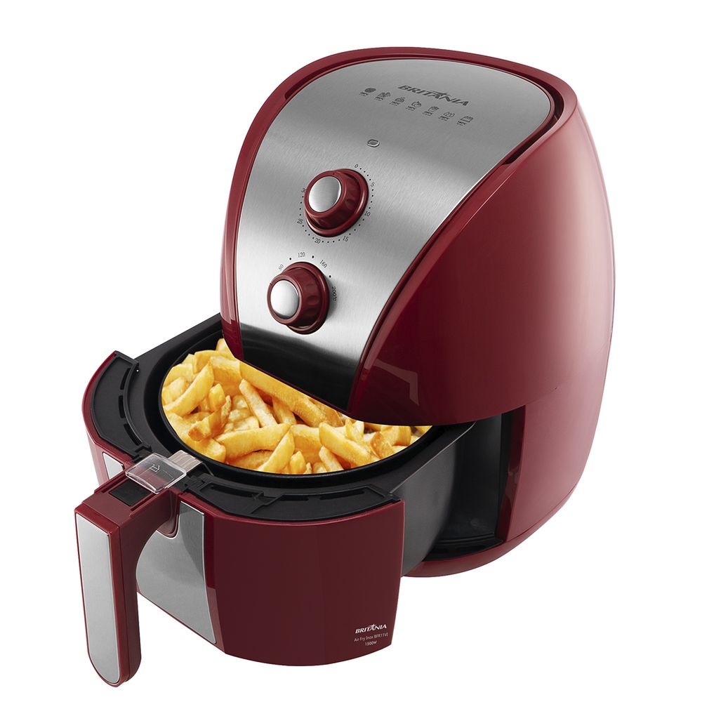 Fritadeira Air Fryer Britânia BRF11VI Inox Vermelha 4,4L 1500W ...